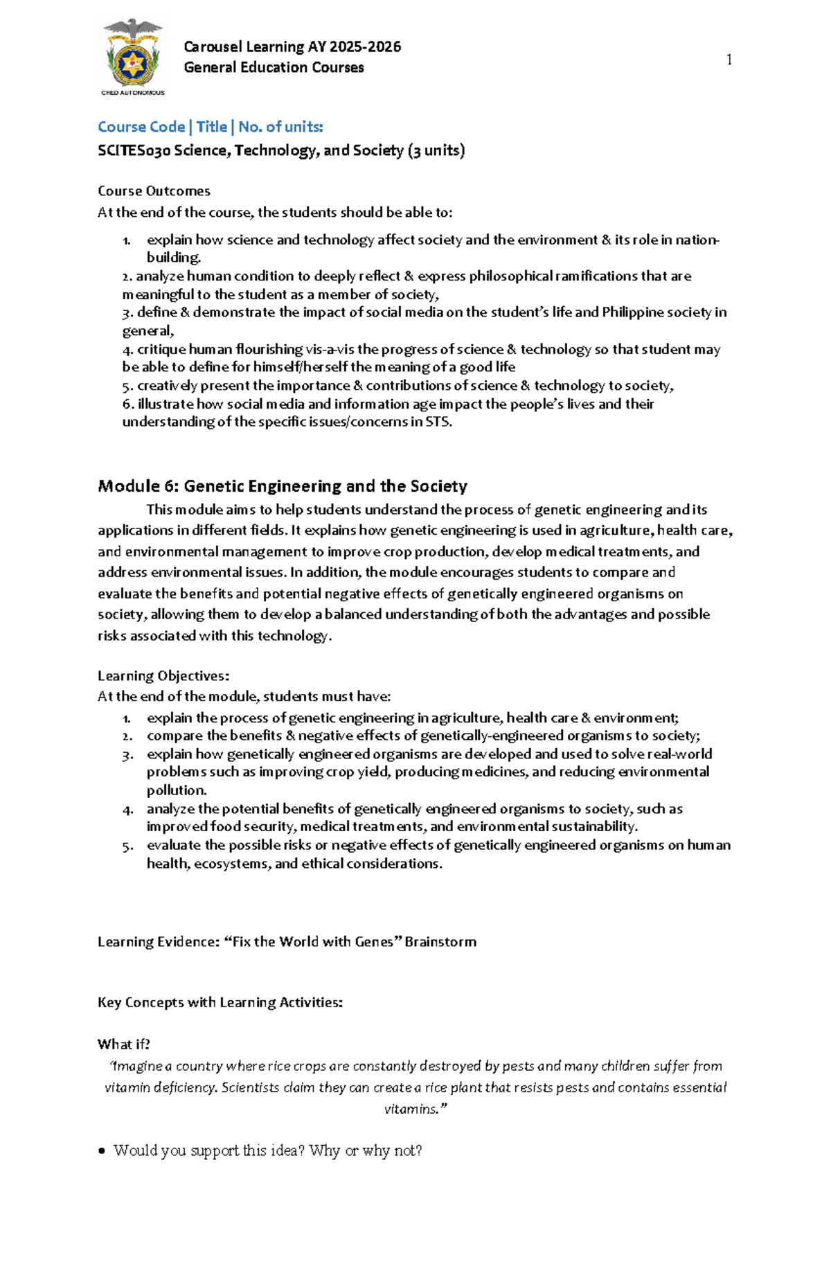 SCITES030 Final Exam: Genetic Engineering and Society Insights - Studocu
