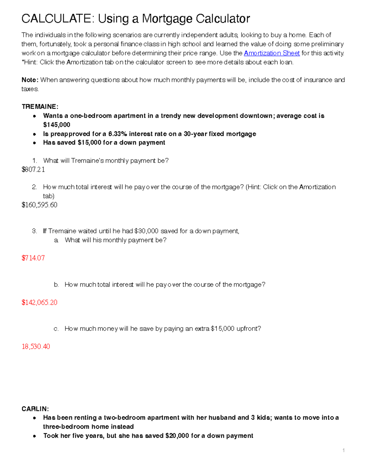 Mortgage Calculation Scenarios for Personal Finance 7AC62CC9 - Studocu