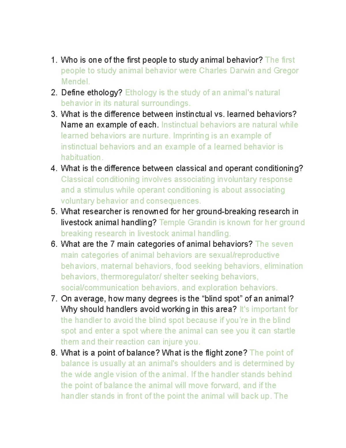 Chapter 5 notes - Who is one of the first people to study animal ...
