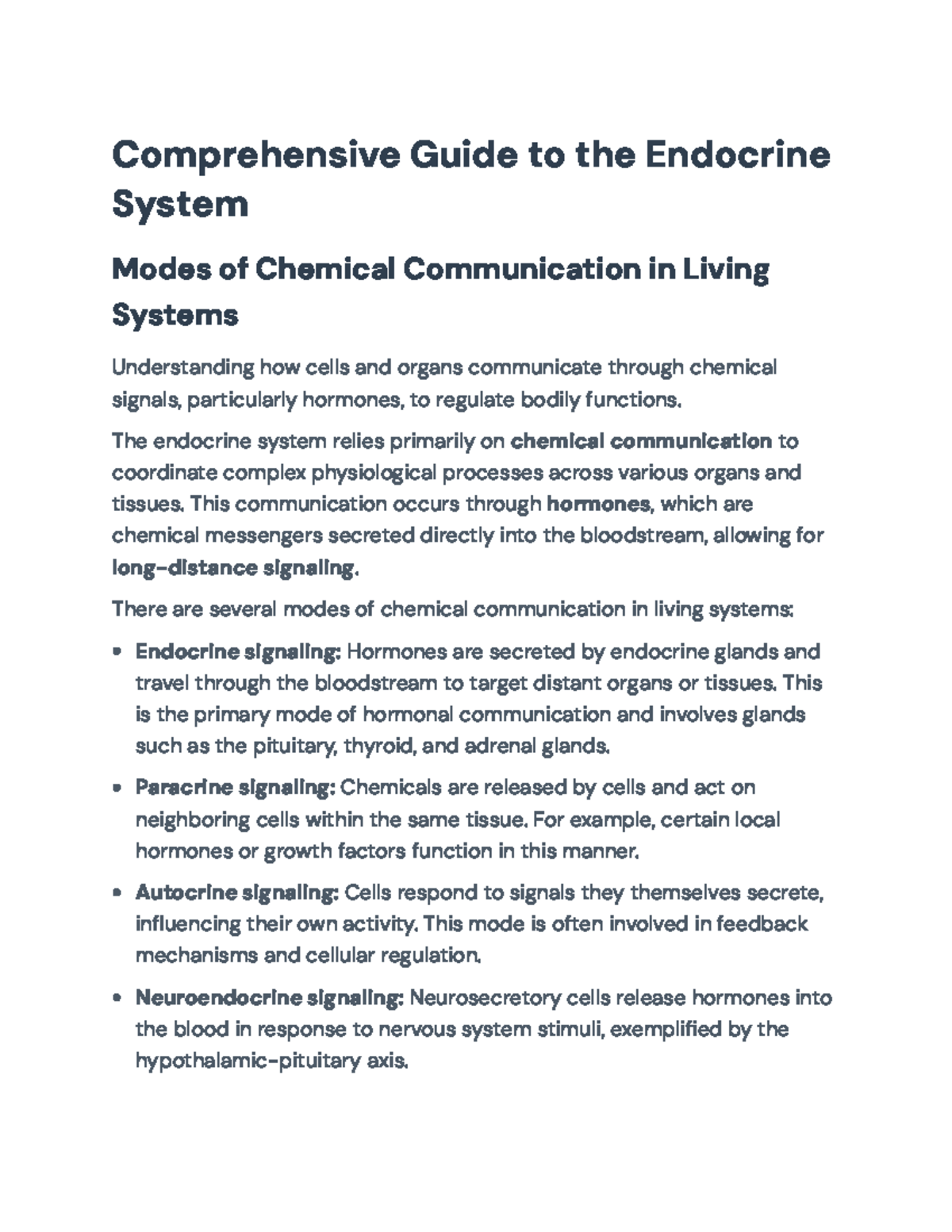 Comprehensive Guide to the Endocrine System: Hormonal Communication ...