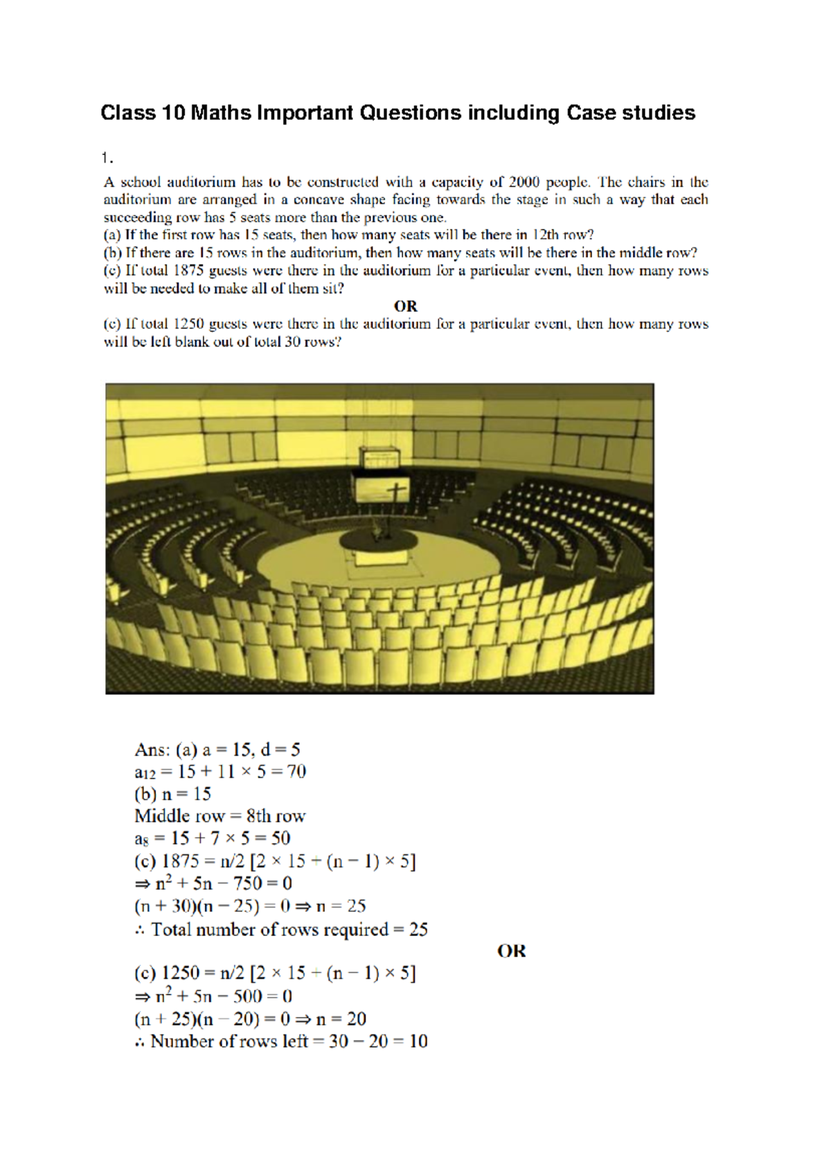 Class 10 Maths Important Questions - Semi-circles are drawn with AO and ...