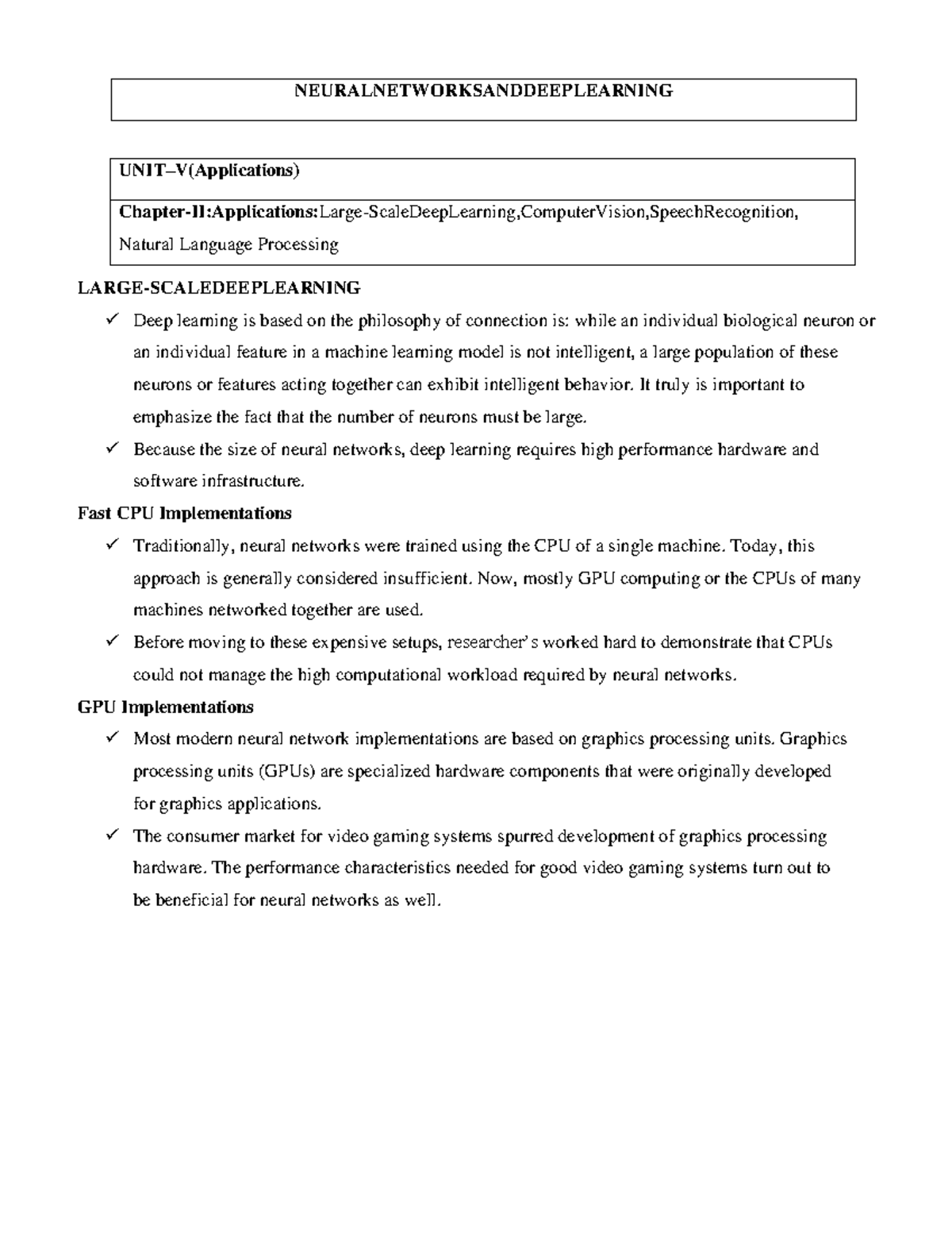 NN-DL Unit-V Chapter-II Applications - - Studocu