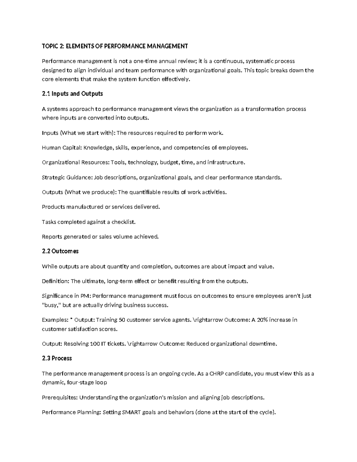 CHRP Performance Management: Key Elements & Insights - Studocu