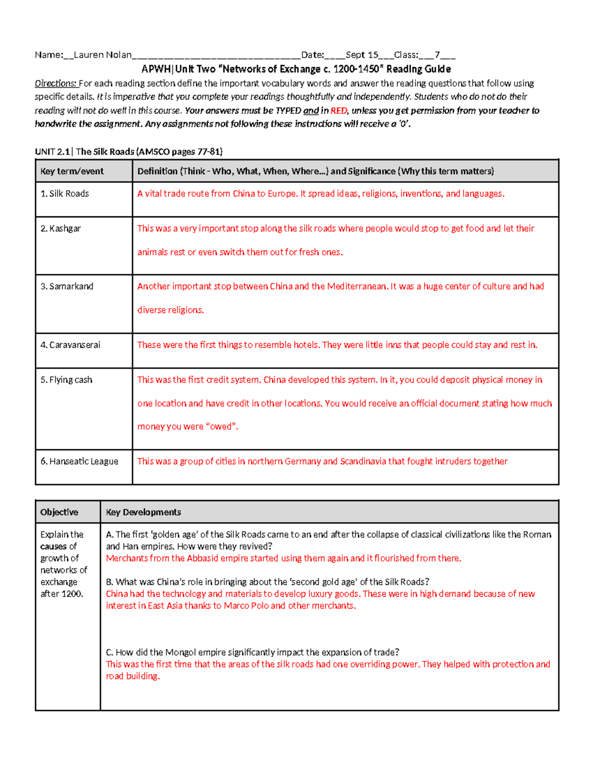 497535685 Unit 2 Reading Guide - Name:__Lauren Nolan ...
