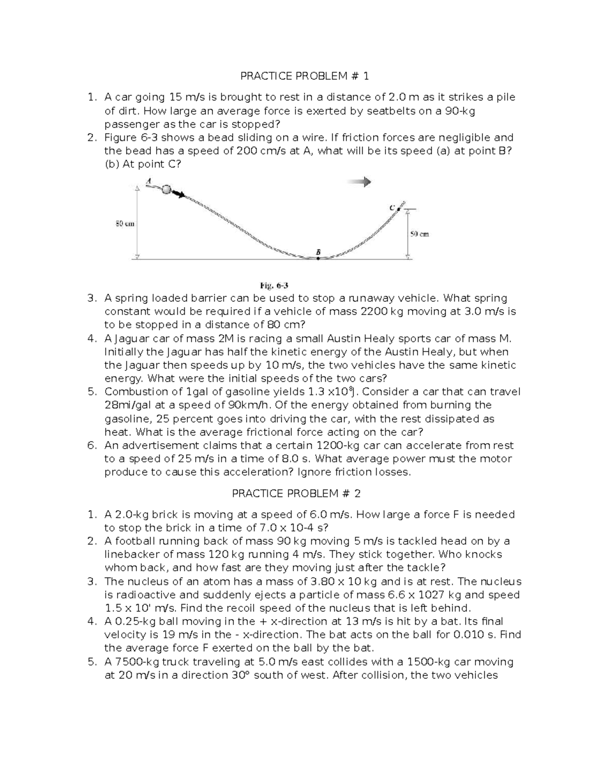 Physics Practice Problems 12: Forces and Motion Analysis - Studocu