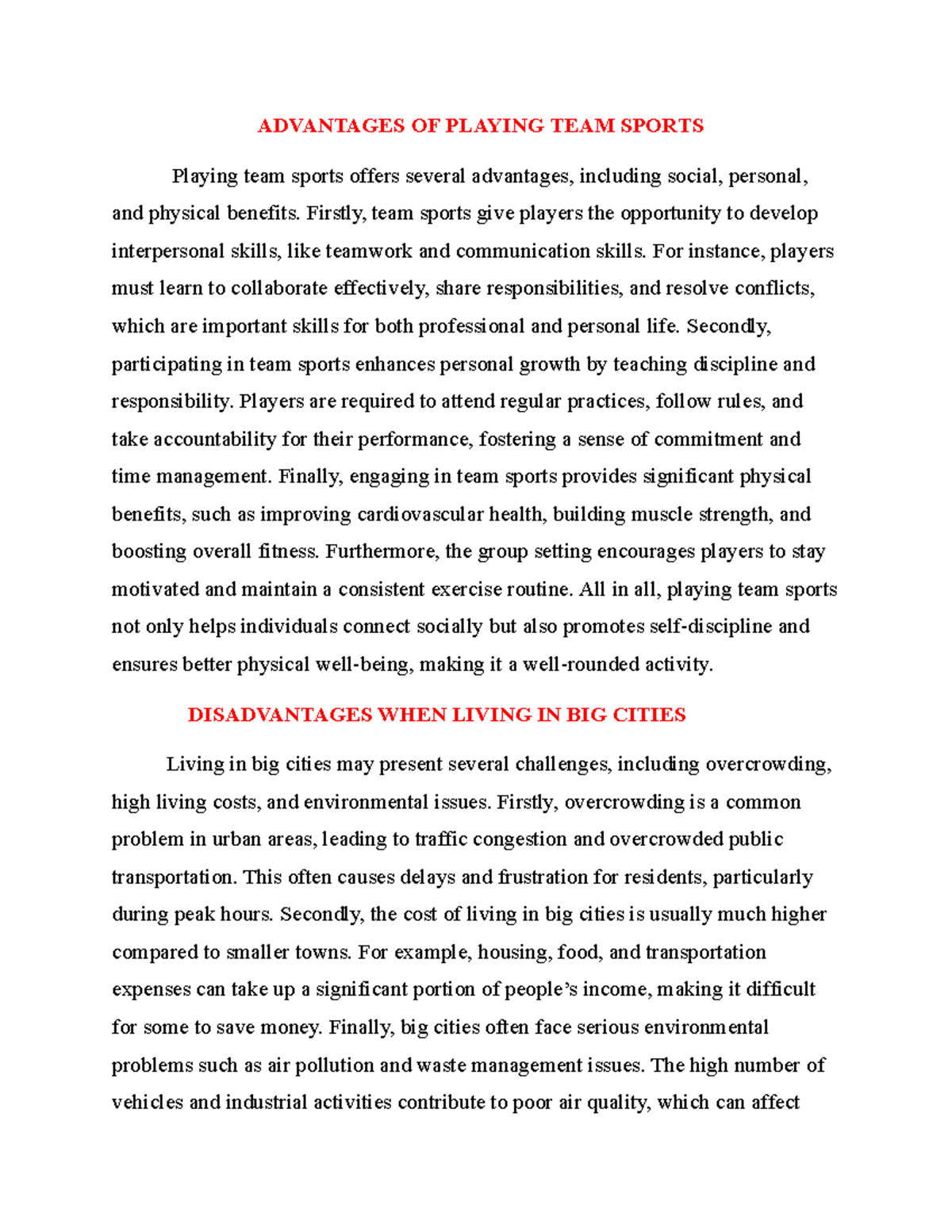 Advantages of Playing Team Sports: Social, Personal, and Physical ...