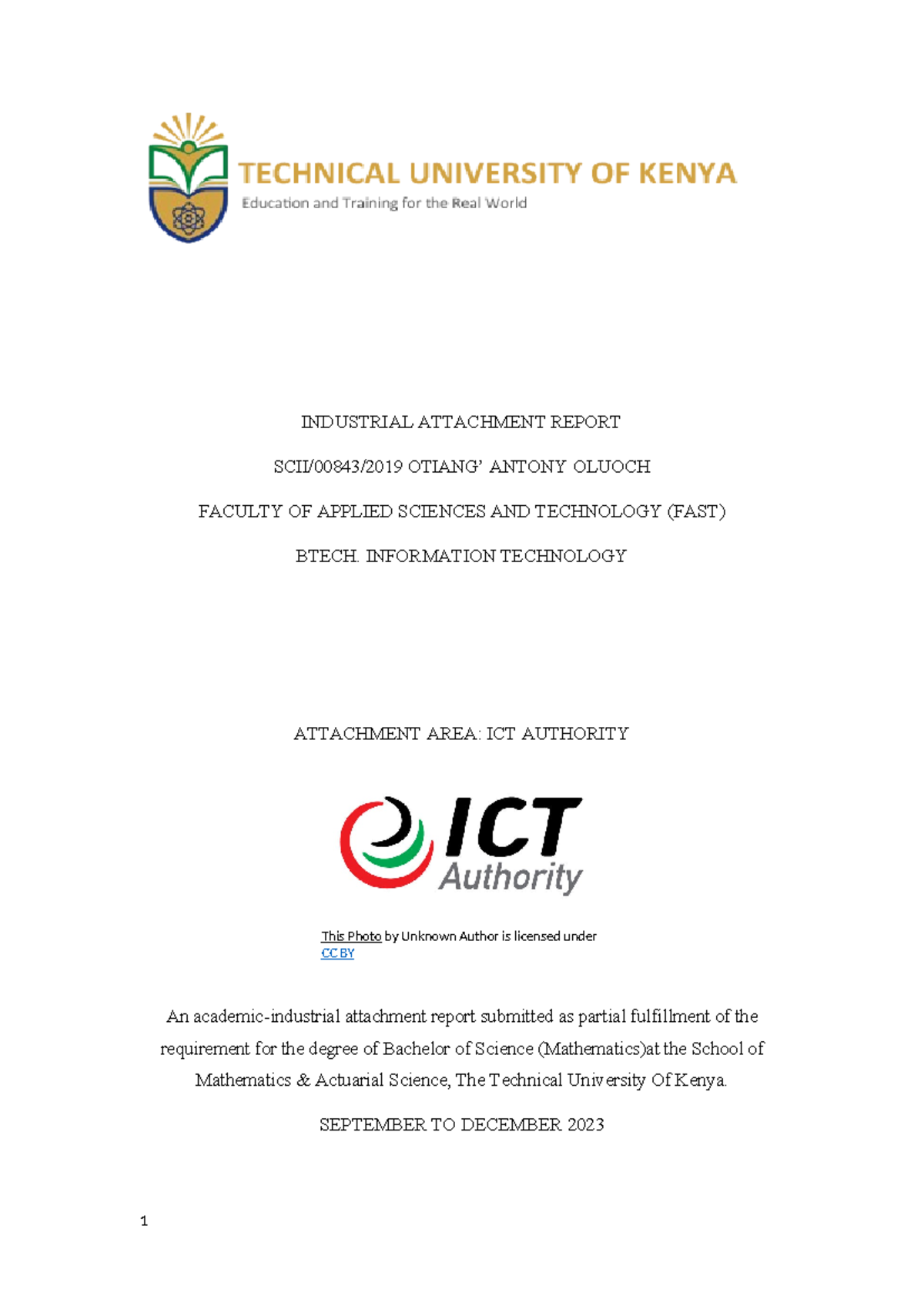 Industrial Attachment Report SCII-00843-2019: Insights from ICT ...