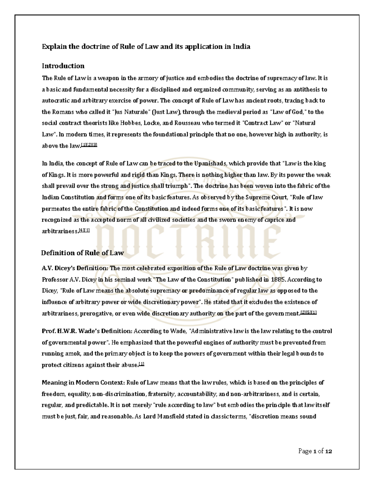 Rule of Law in India: Doctrine, Principles, and Constitutional ...