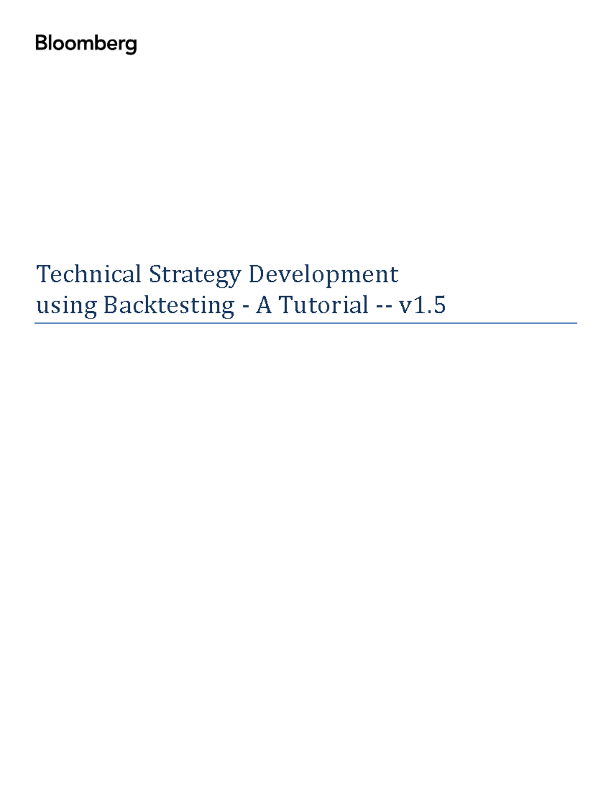 Bloomberg Tutorial: Backtesting Strategies & Technical Analysis Guide ...