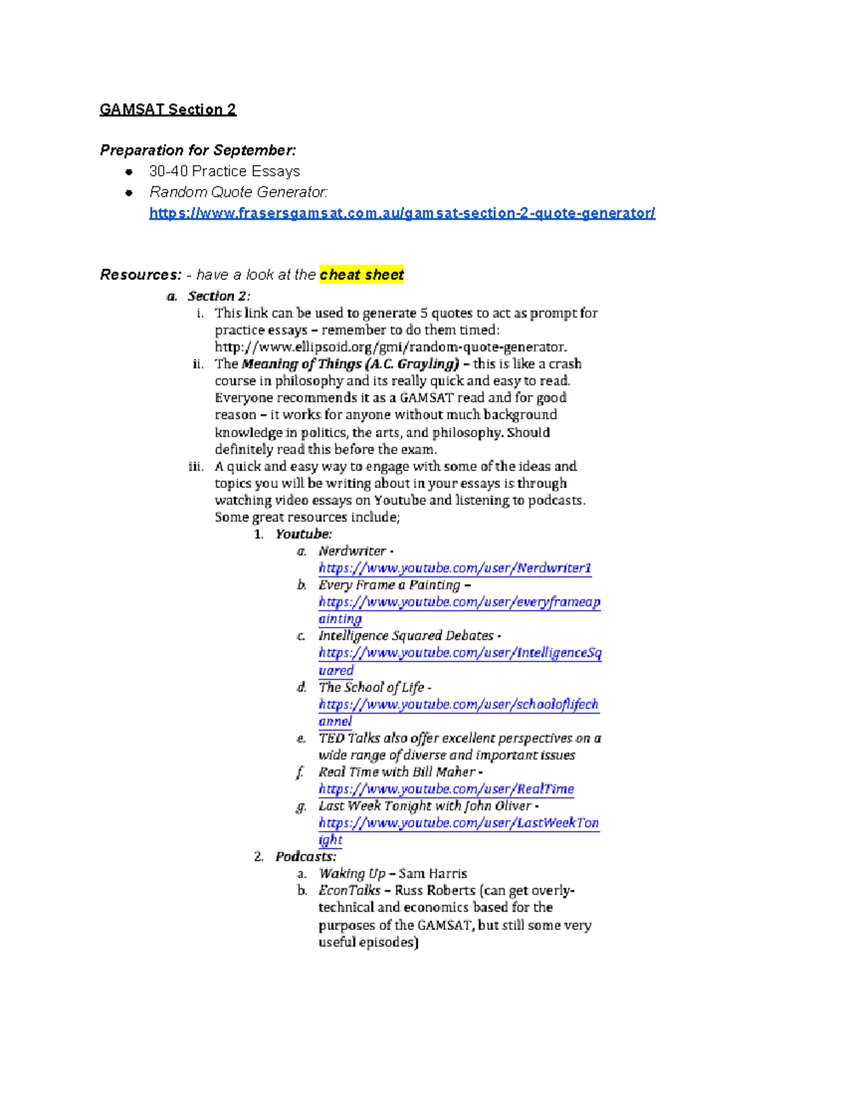 GAMSAT Section 2 Preparation Notes Practice Essays Guide Studocu