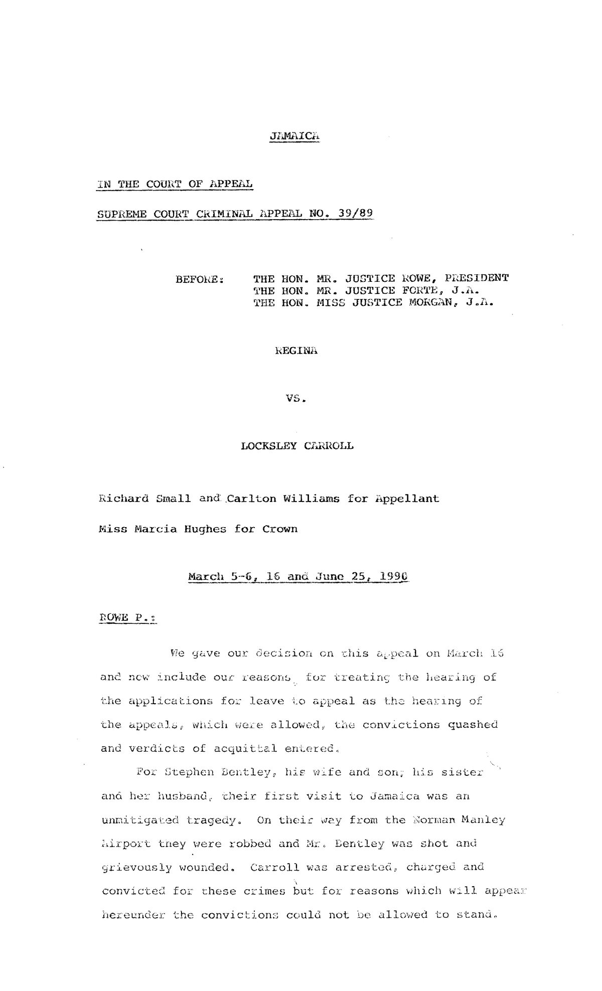 R v Carroll, Locksley - Supreme Court Criminal Appeal Analysis - Studocu