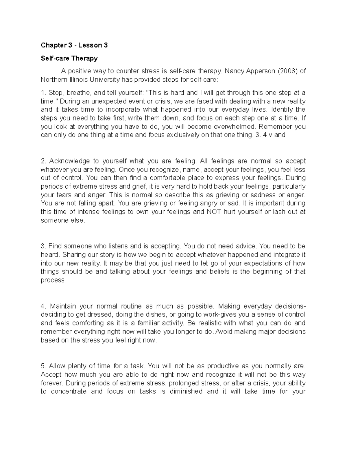 Self-Care Therapy: Strategies for Stress Management & Well-being - Studocu