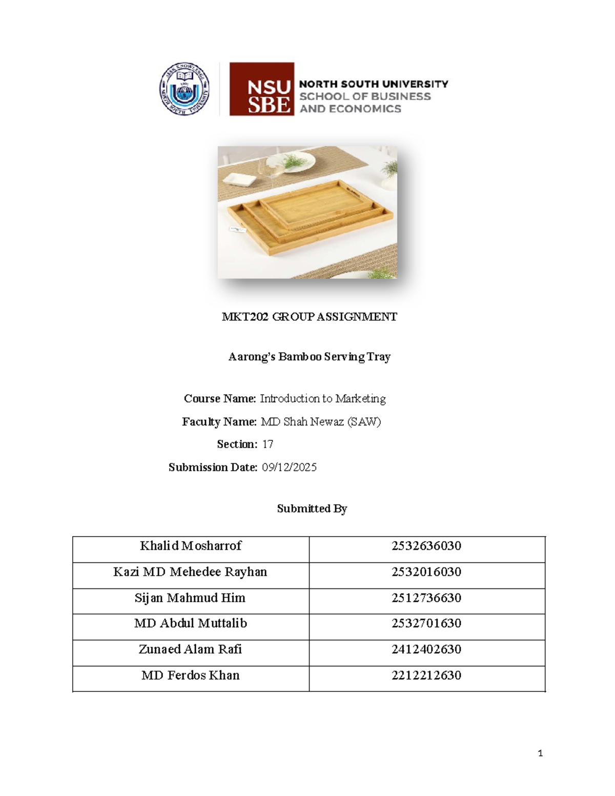 MKT202 Group Assignment: Marketing Analysis of Bamboo Serving Tray ...