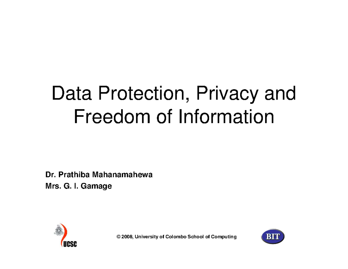 Data Protection and Privacy: An Overview (CS 2008) - Studocu