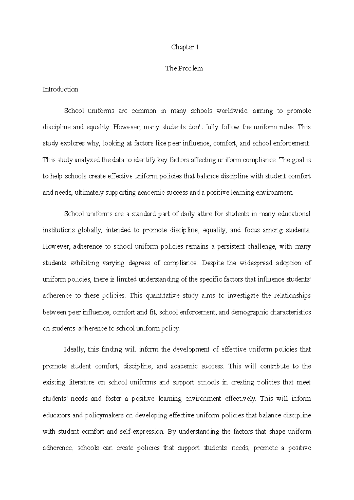 Factors Influencing Student Adherence to Uniform Policy - PR2 G-6 - Studocu