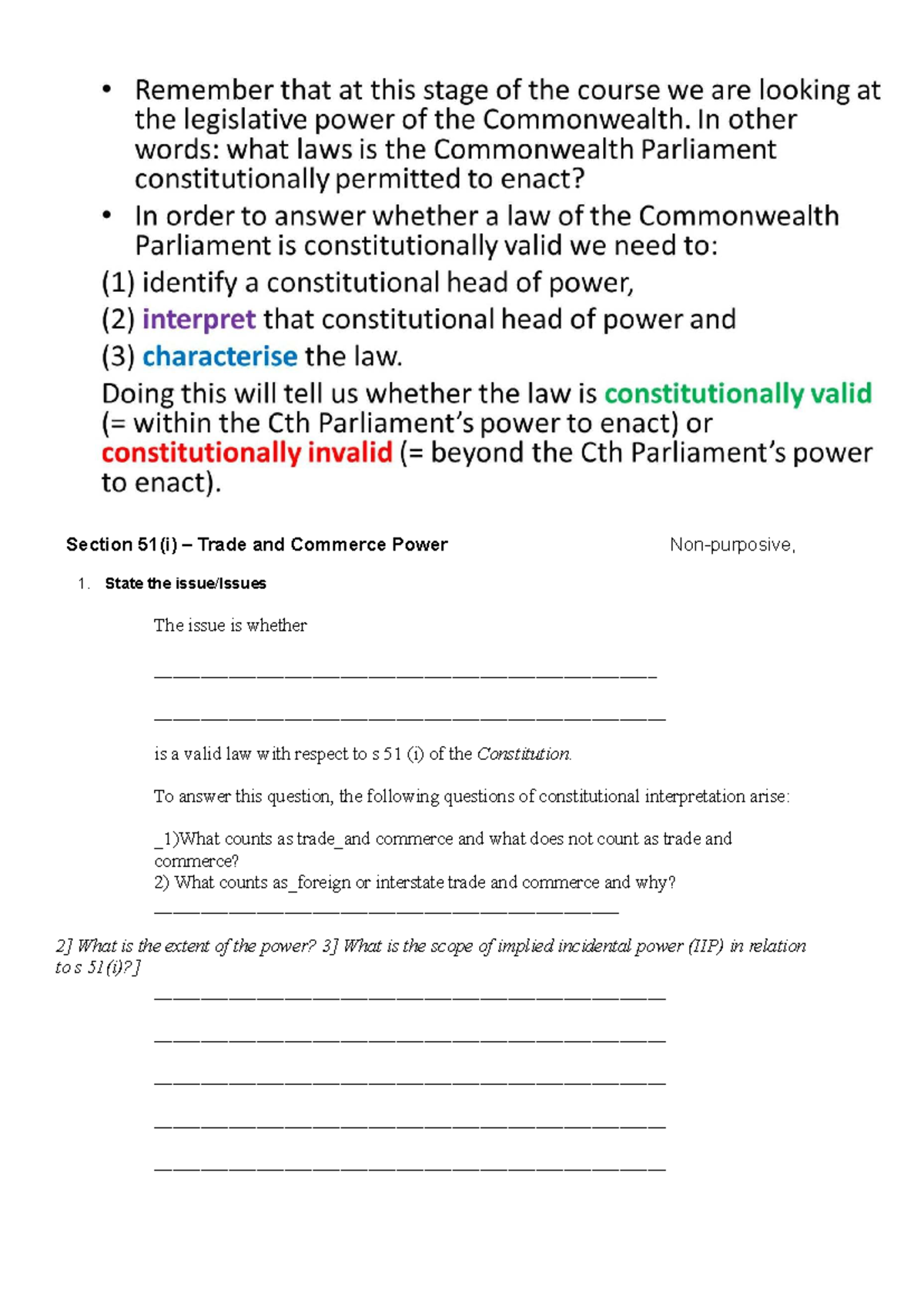 Section 51(i) Trade and Commerce Power: Constitutional Interpretation ...