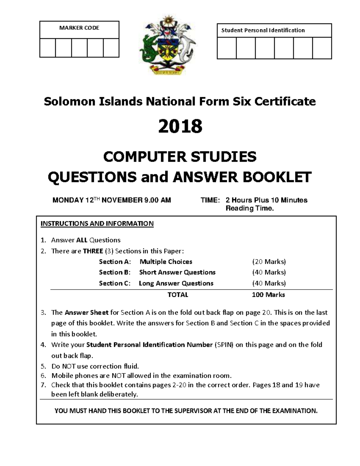SINF6-Computer Studies 2018 Final Exam Questions & Answers - Studocu