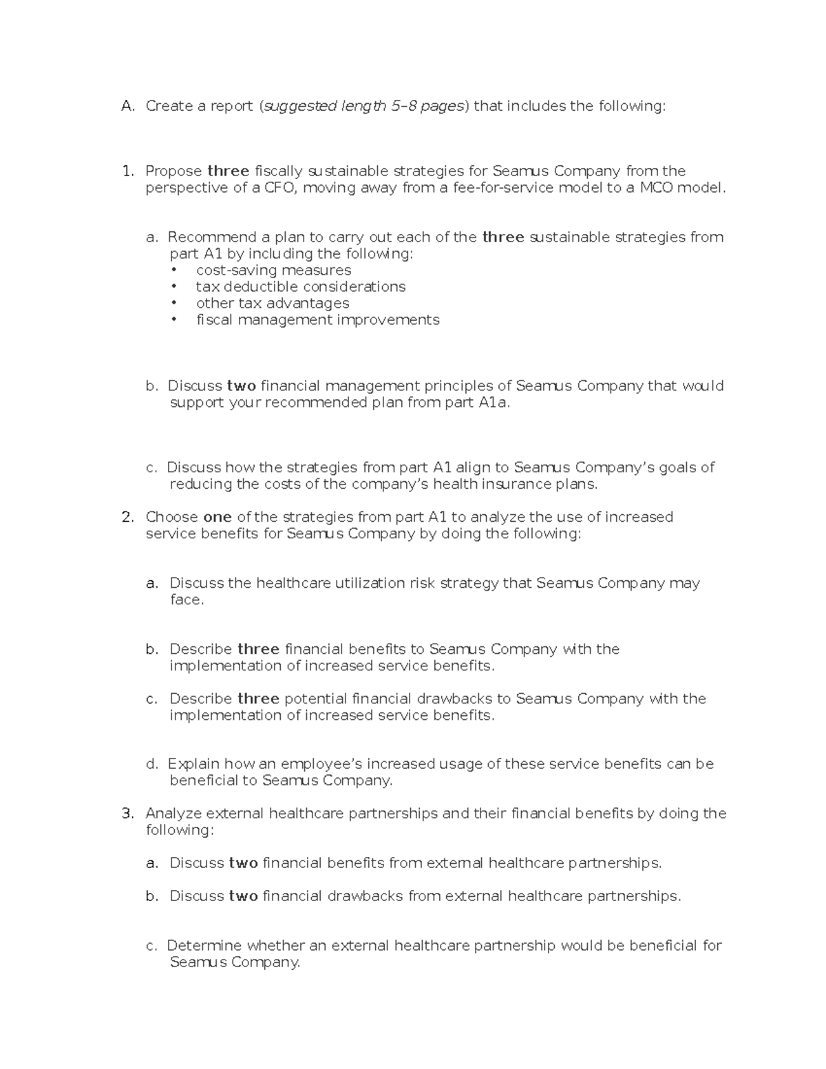 C428 Task - Seamus Task - A. Create a report (suggested length 5–8 ...