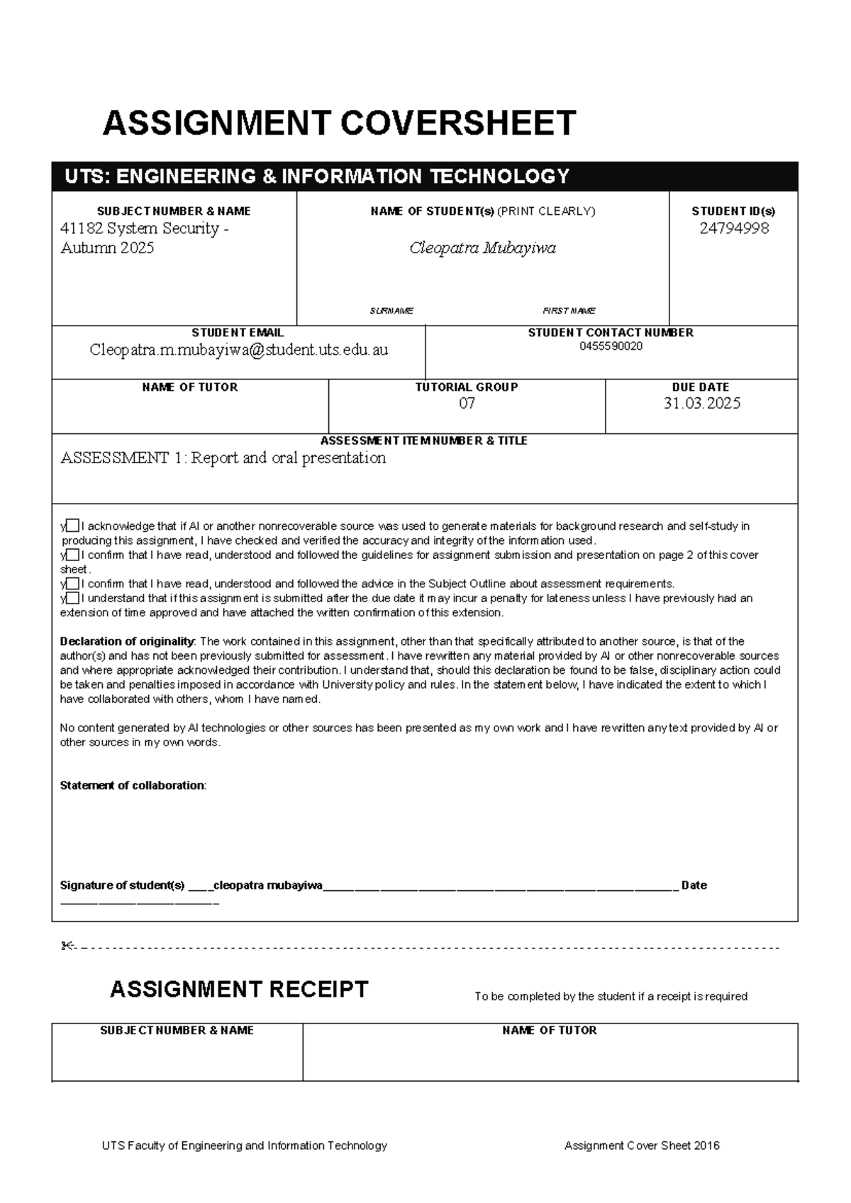 UTS: 41182 System Security Assignment 1 - Deepfake Detection Proposal ...