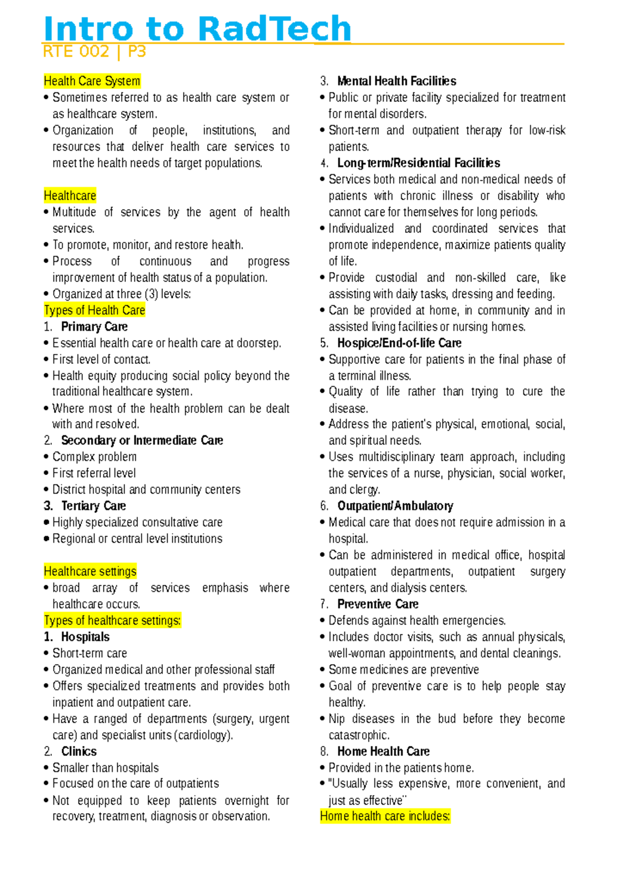Introduction to Radiologic Technology - RTE 002 | P Health Care System ...