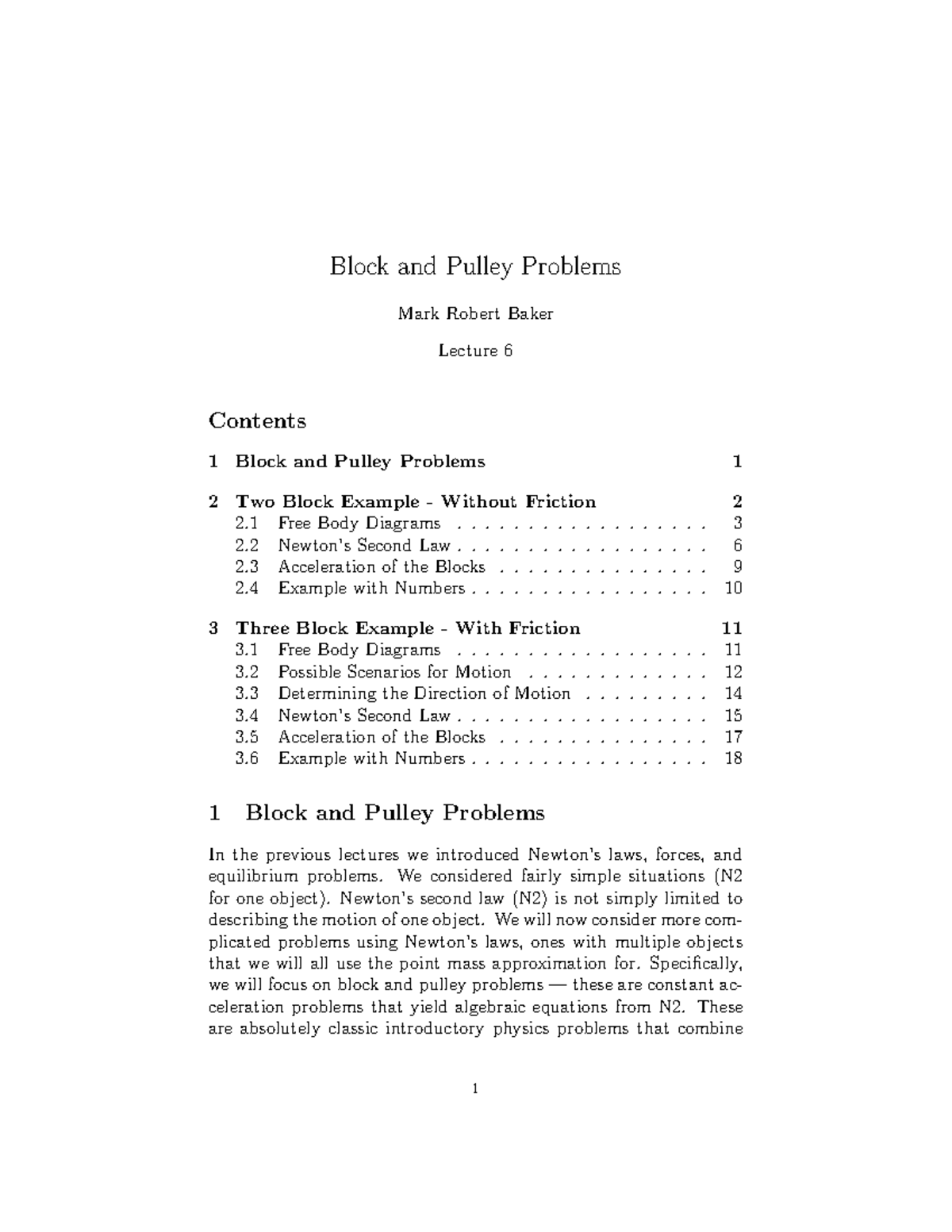 Lecture 6: Block and Pulley Problems in Physics (N2) - Studocu