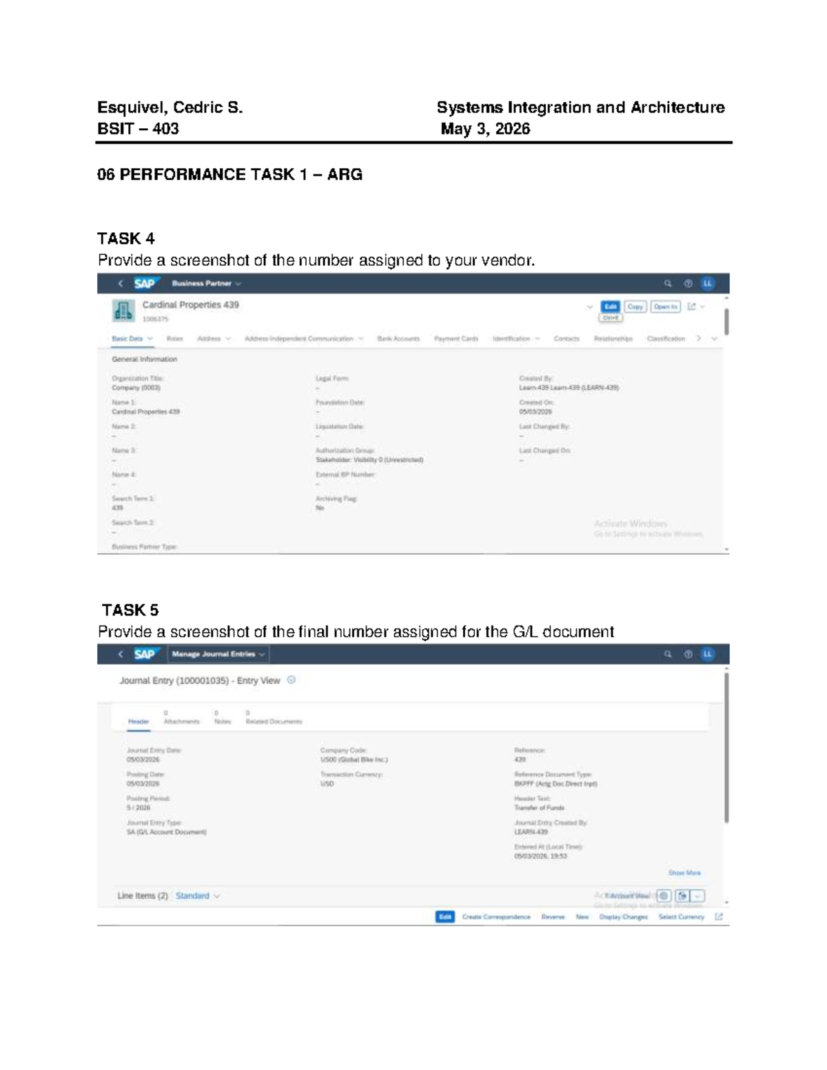 BSIT 403 Performance Task 1: Vendor and Invoice Screenshots - Studocu
