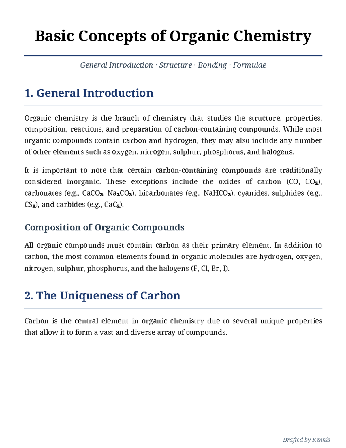 Basic Concepts of Organic Chemistry (OC) - Foundational Notes - Studocu
