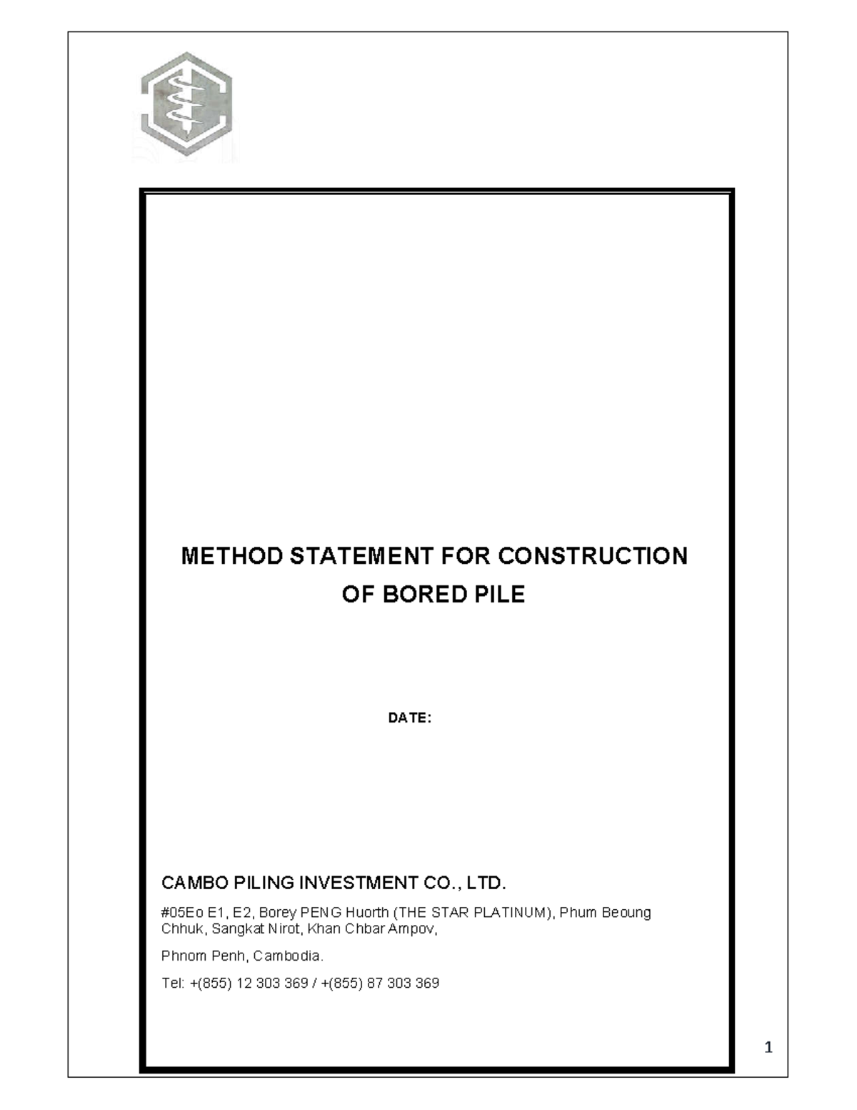 CPI-Method Statement for Bored Pile Construction - Studocu