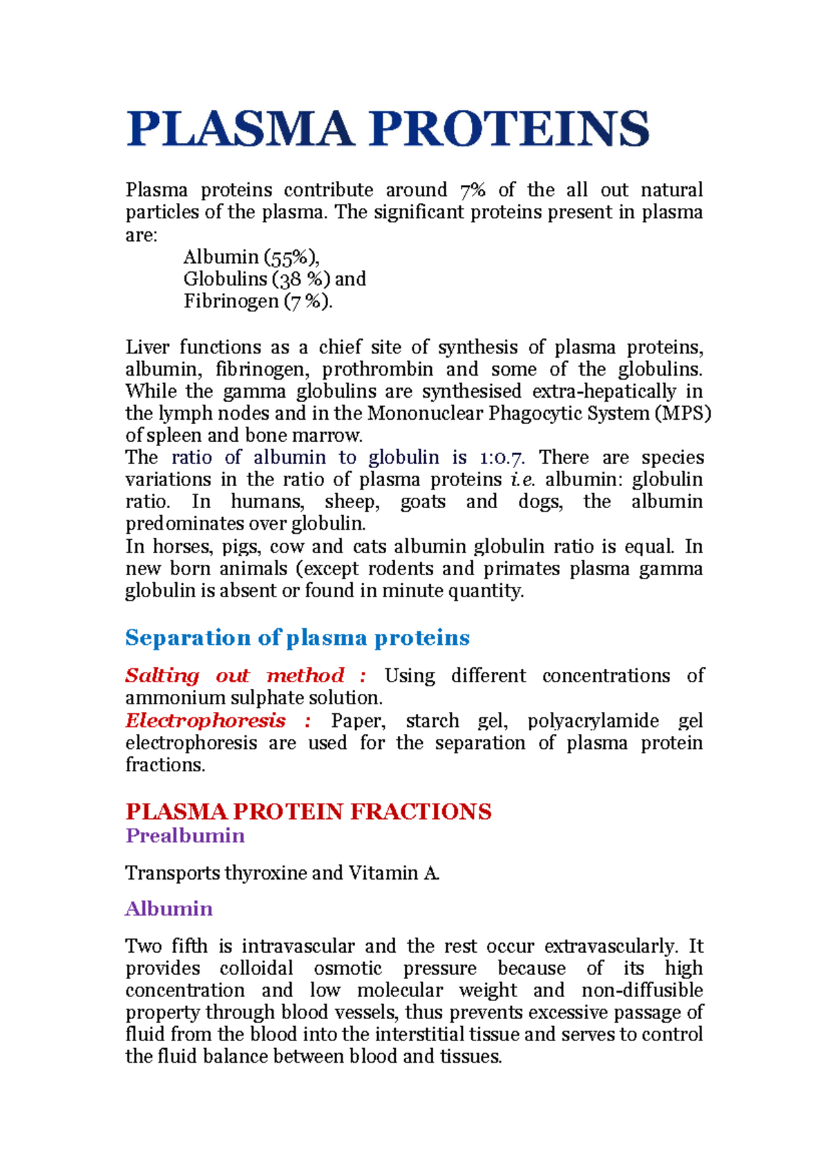 Blood Plasma Proteins Ppt