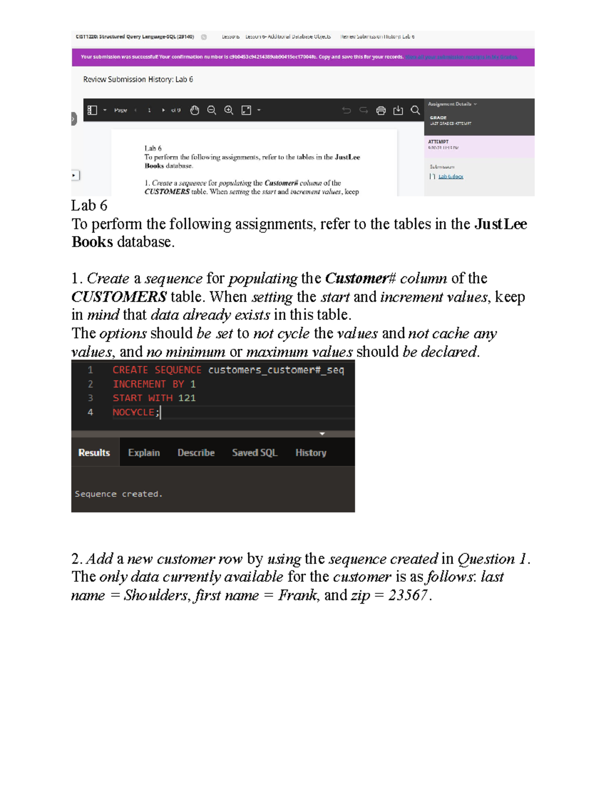 Lab 6 - Database Sequence and Index Exercises - Studocu