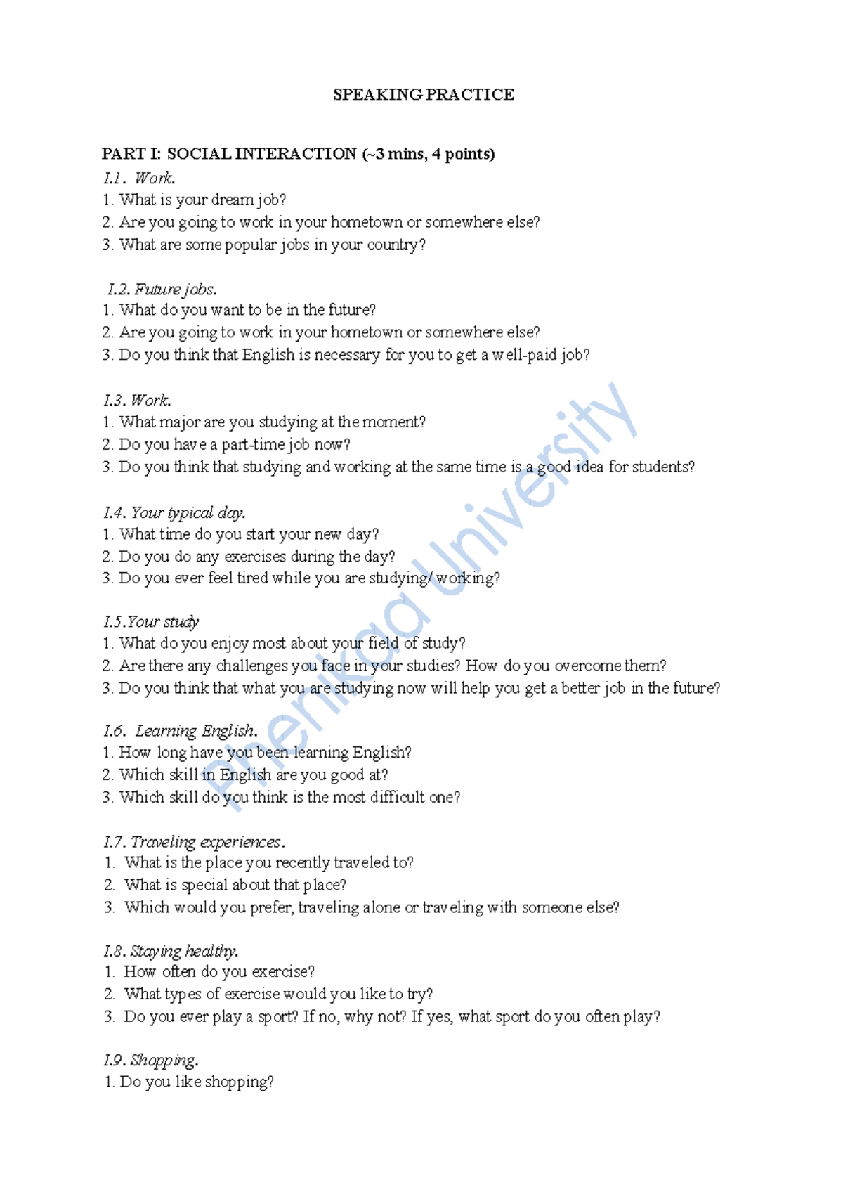 Speaking Practice E2 - Social Interaction & Solutions Guide - Studocu