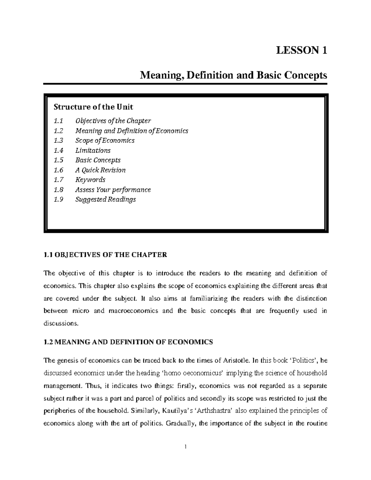 ECON 101: Lesson 1 - Meaning, Definition & Basic Concepts of Economics ...