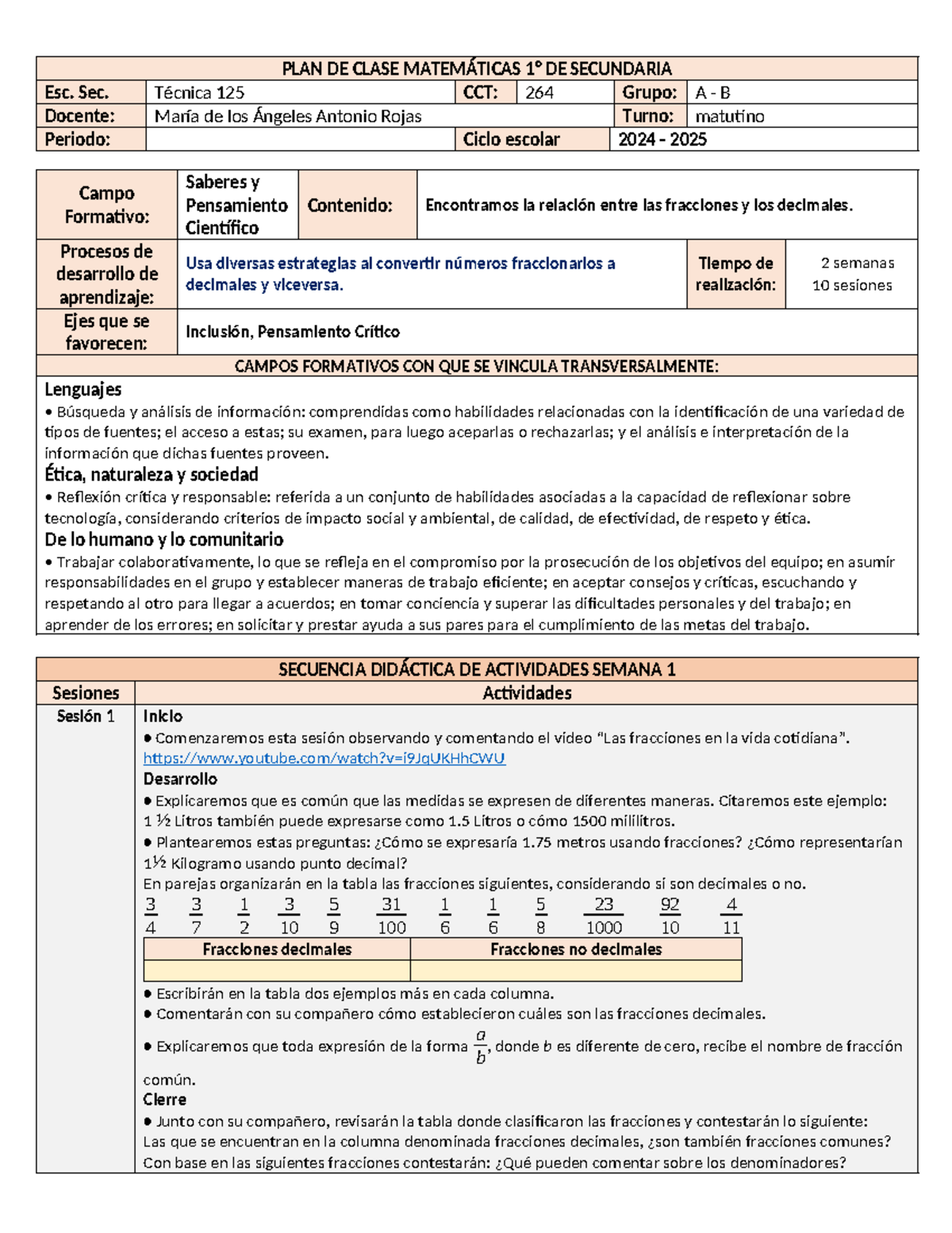 Hoja De Trabajo De Conversión De Fracciones Decimales