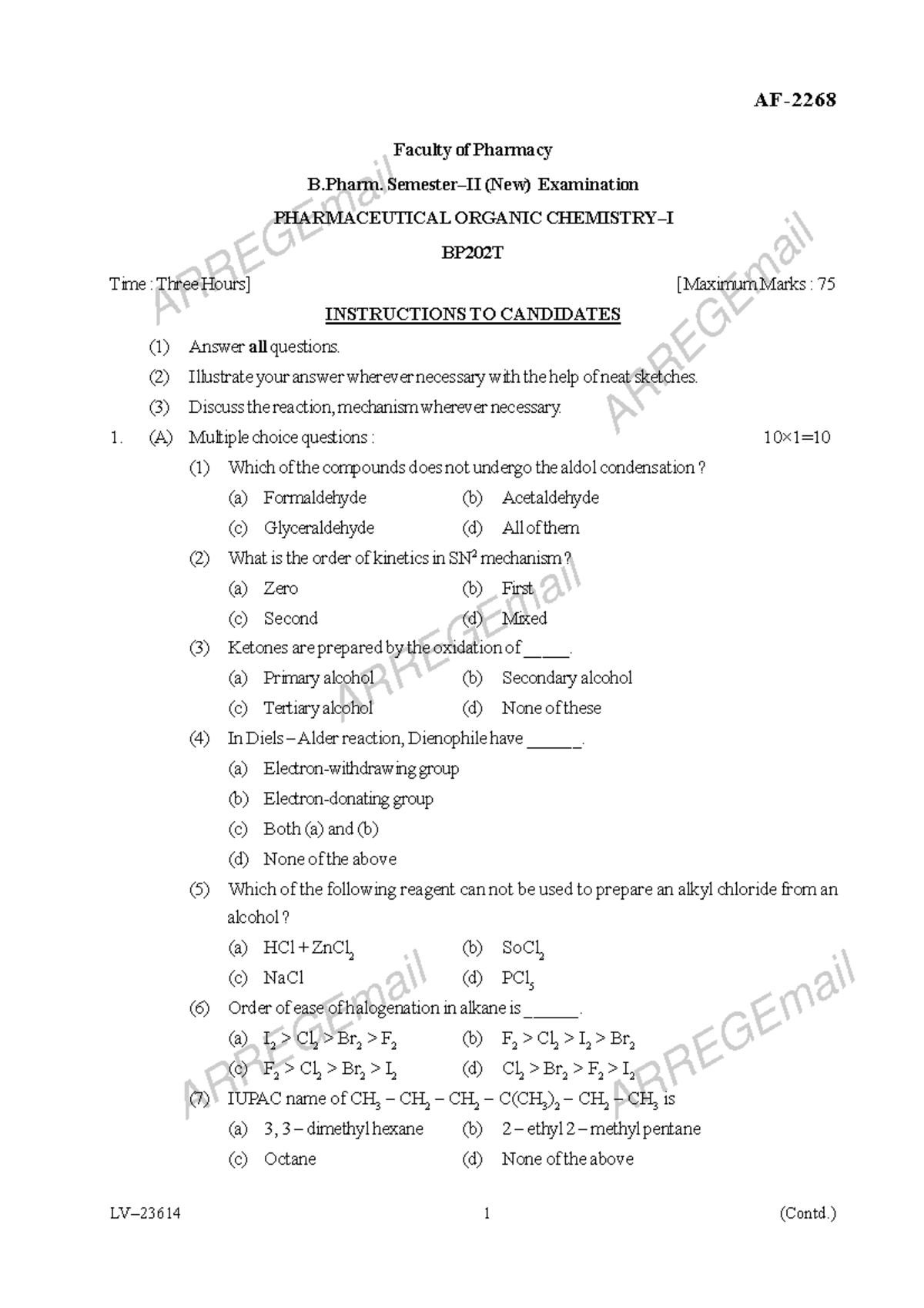 BP202T Pharmaceutical Organic Chemistry Exam Questions and Answers ...