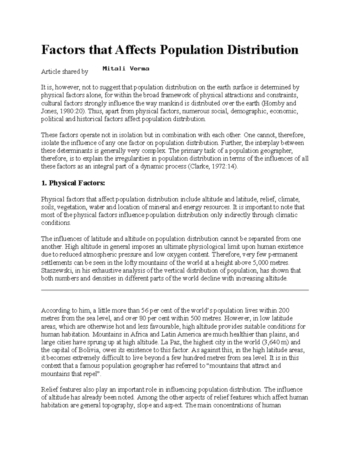 Factors Influencing Population Distribution: A Comprehensive Analysis ...