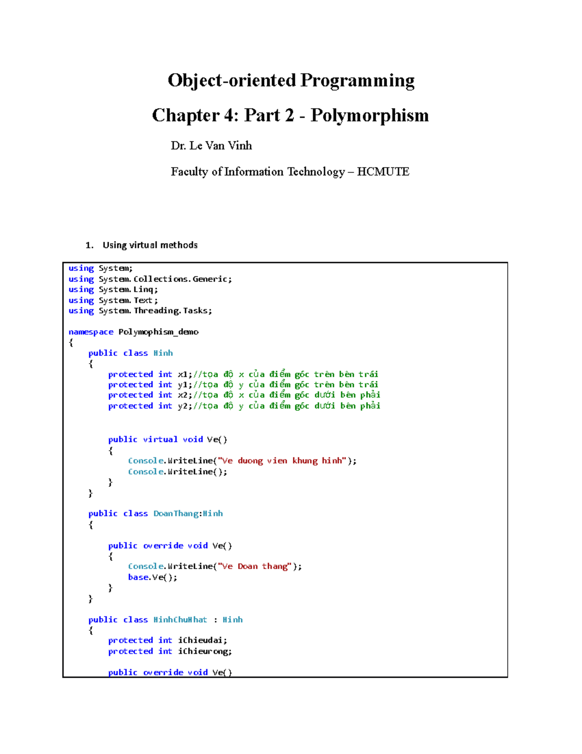 Week7 - Chapter 4 - Polymorphism - Object-oriented Programming Chapter ...