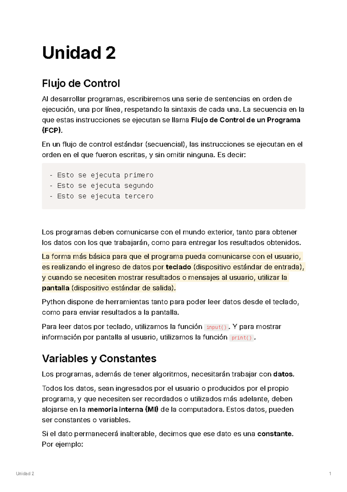 Apuntes Unidad 2: Flujo de Control y Estructuras en Python - Studocu