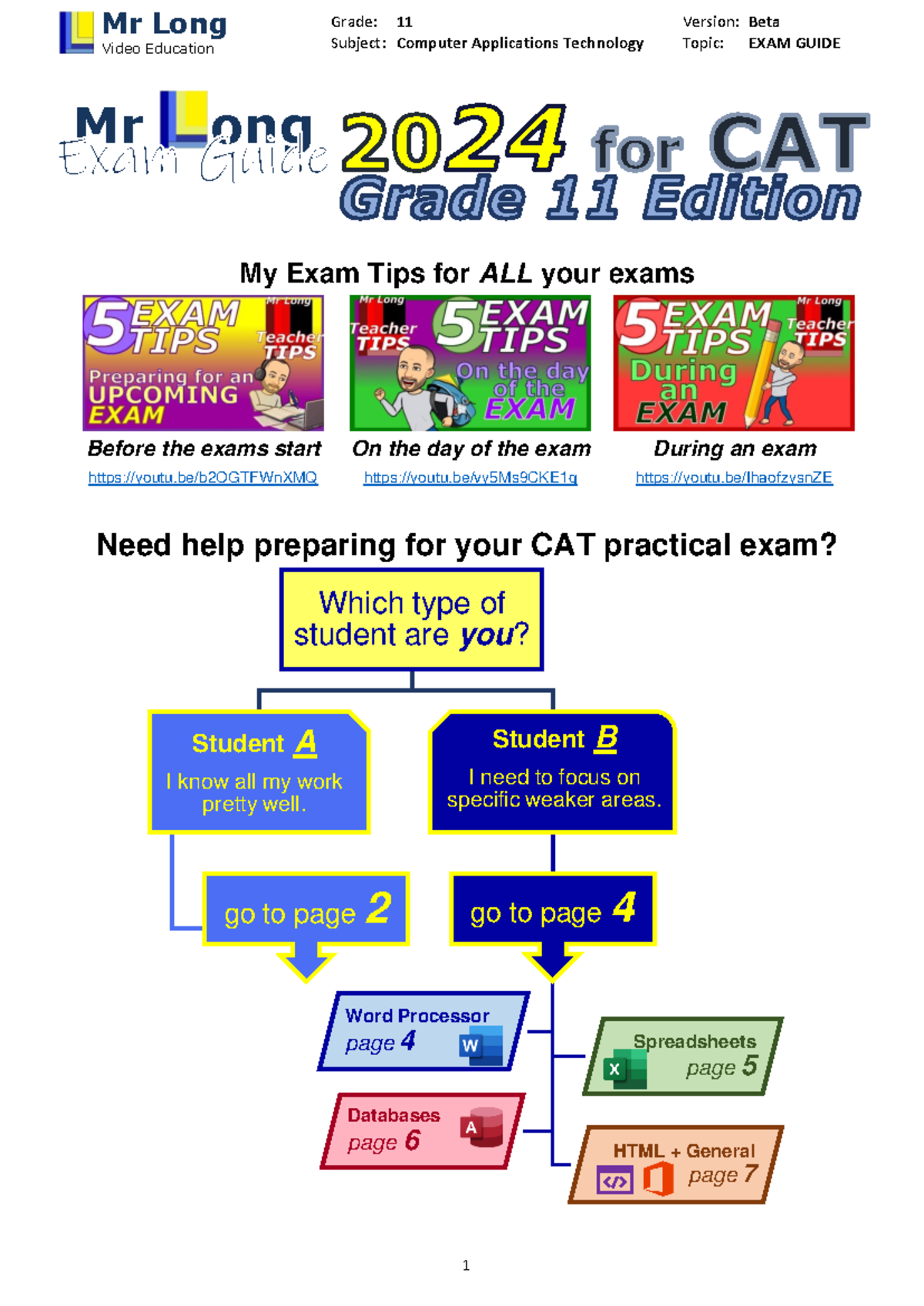 Mr Long's CAT Grade 11 Exam Guide and Preparation Tips - Studocu