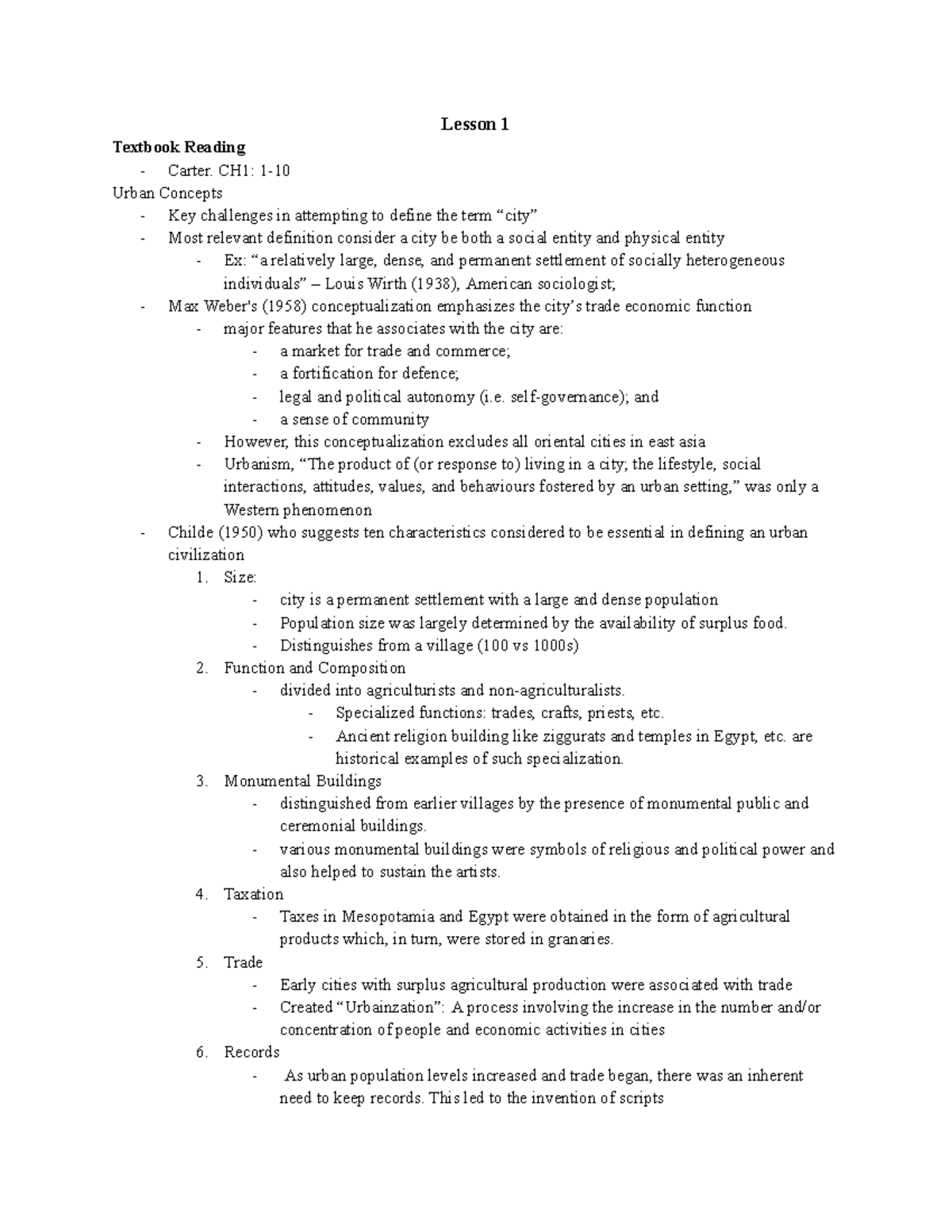 GG271 Lesson 1: Urban Concepts and Morphology Overview - Studocu