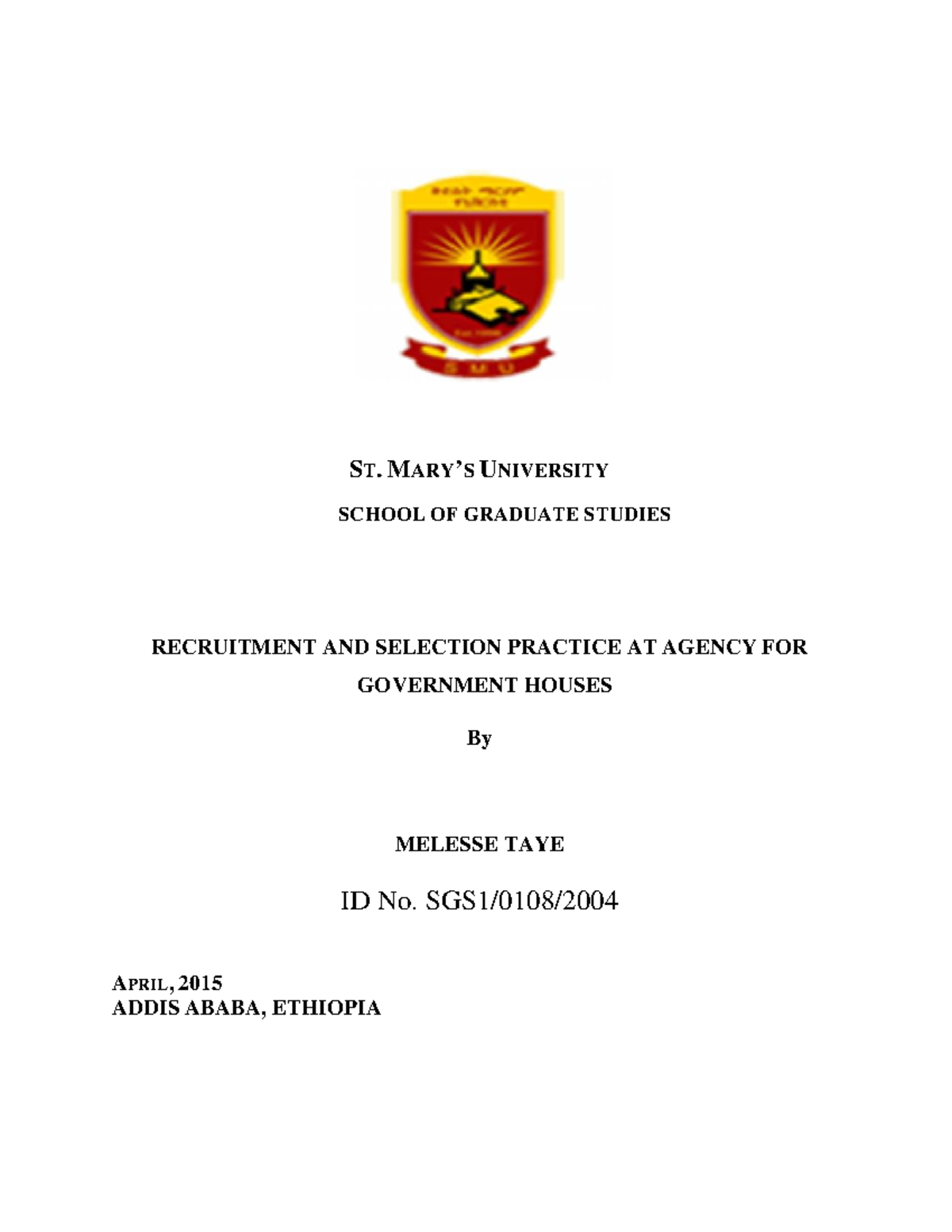 MBA Thesis: Recruitment and Selection Practices at AGH - Studocu