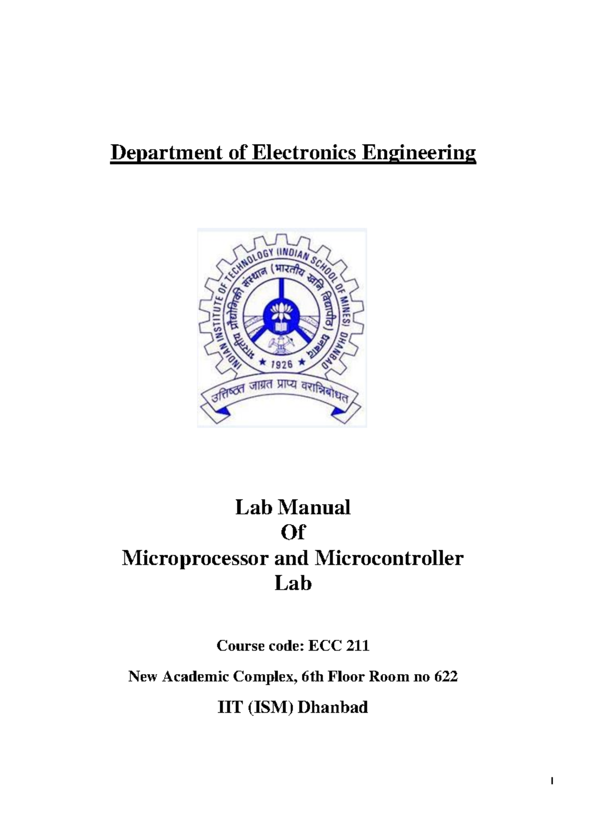 ECC211 Microprocessor & Microcontroller Lab Manual: Essential ...