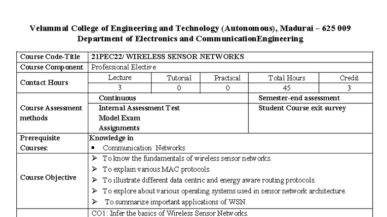 Wireless Sensor Networks Wsn Course Syllabus And Overview Studocu