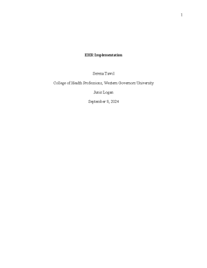WGU C816 Performance Assessment - EHR Implementation Mary Adams College ...