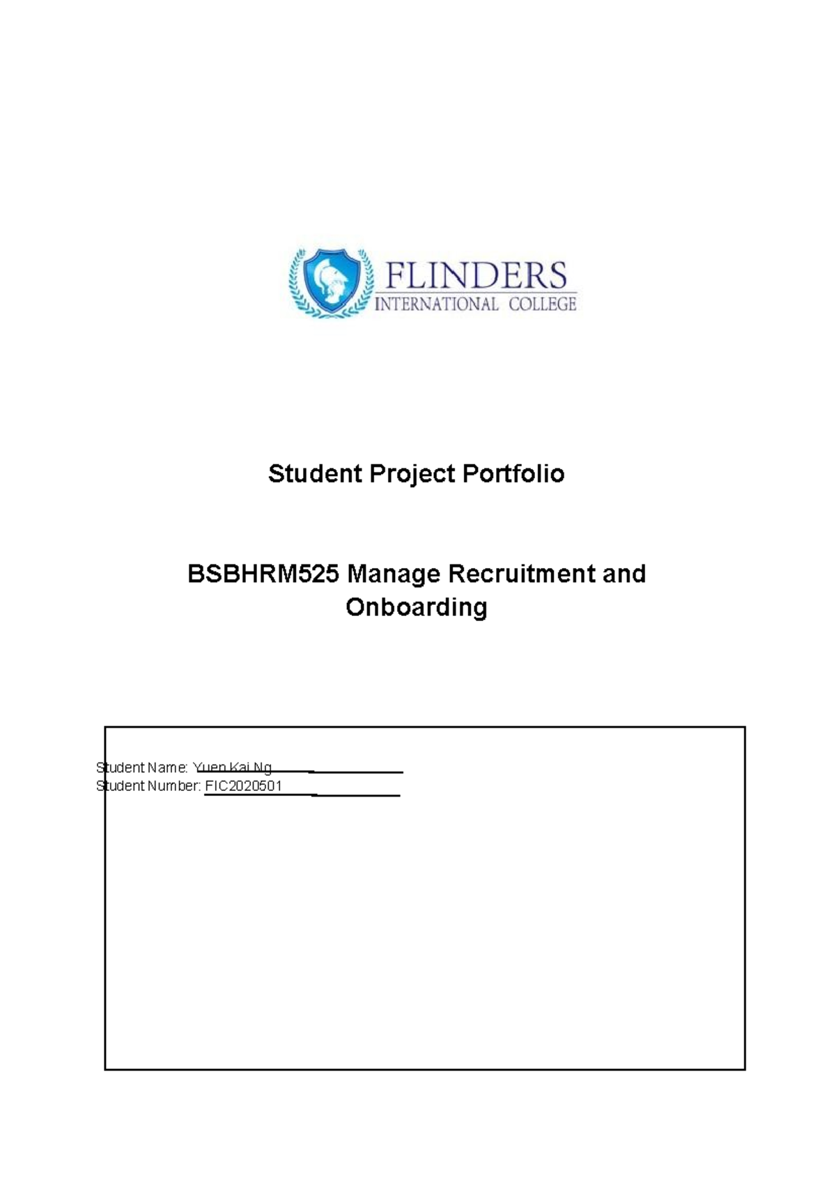 BSBHRM525 Project Portfolio: Recruitment & Onboarding Strategies - Studocu