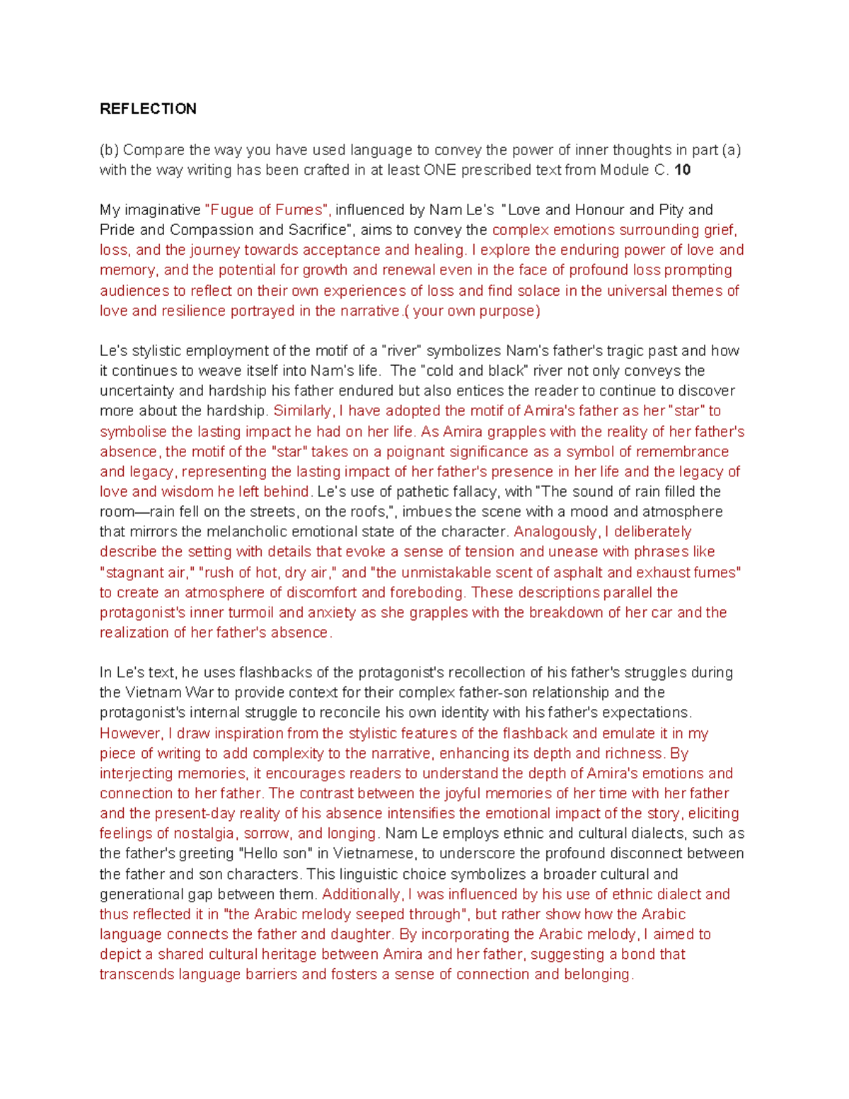 Reflection on Language and Inner Thoughts in Module C Texts - Studocu