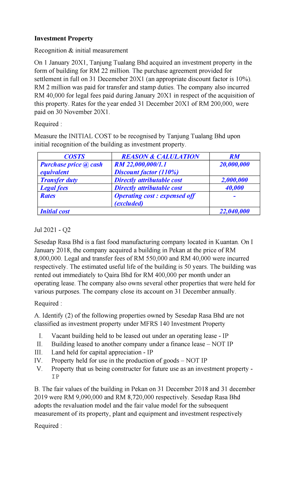 Investment Property - For your reference - Investment Property ...