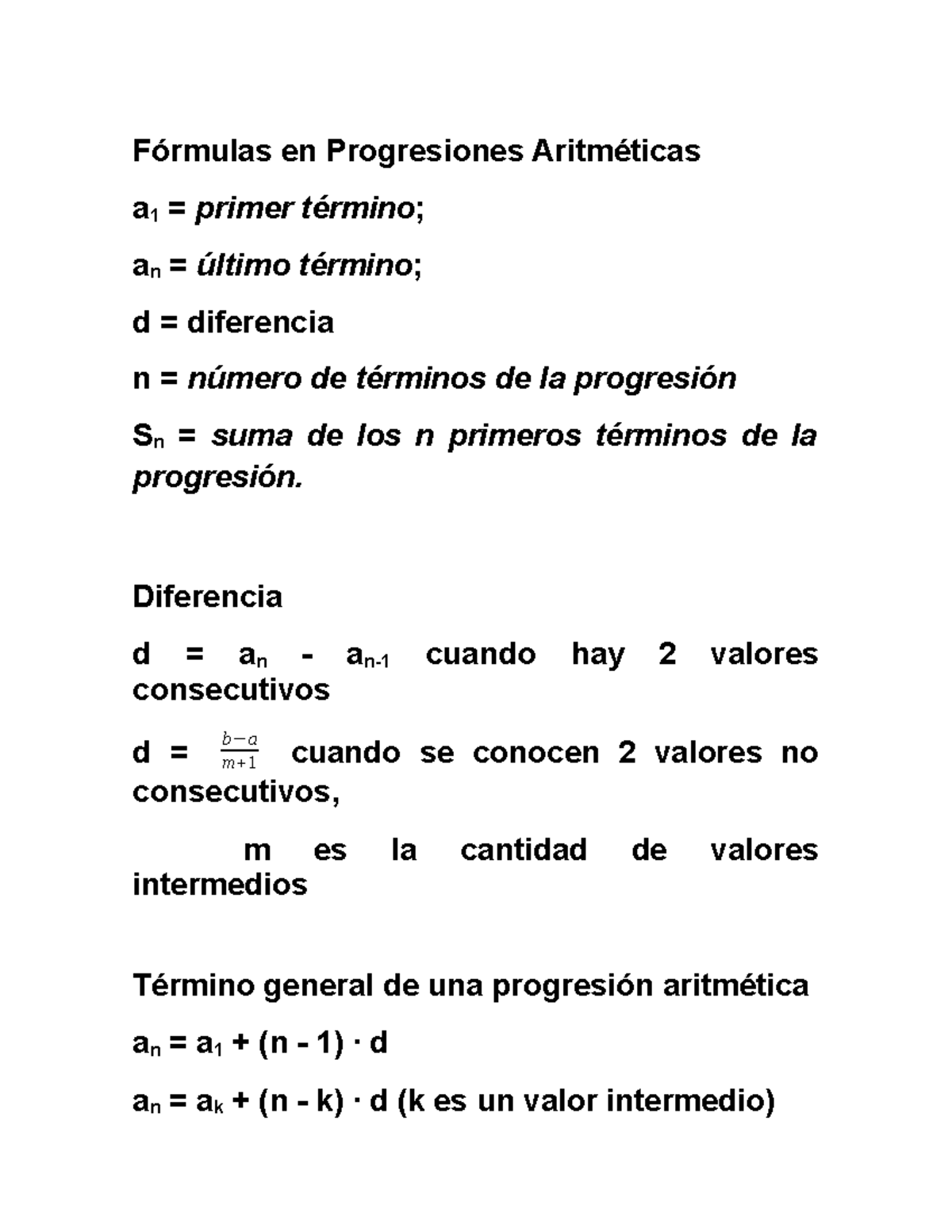 FÓrmulas Series AritmÉticas Y GeomÉtricas - Fórmulas en Progresiones ...