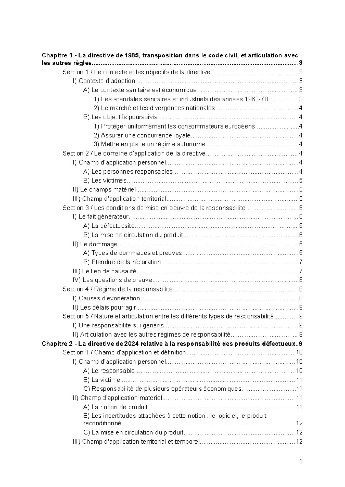 Chapitre 1 : La Directive de 1985 et son Impact sur le Droit Civil (DPE ...
