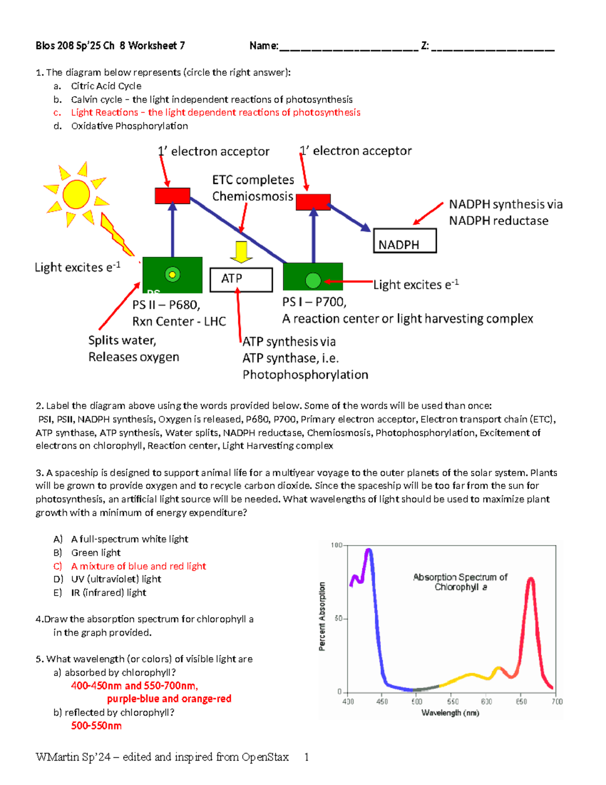 Bios 208 Sp’25: Cellular Respiration and Photosynthesis Worksheet ...