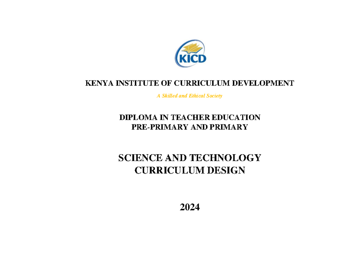 Curriculum Design for DTE-PP&P: Science and Technology Overview - Studocu